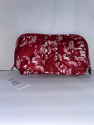 Lug Flash Cosmetic Case NWT Satin Deep Red Floral | eBay