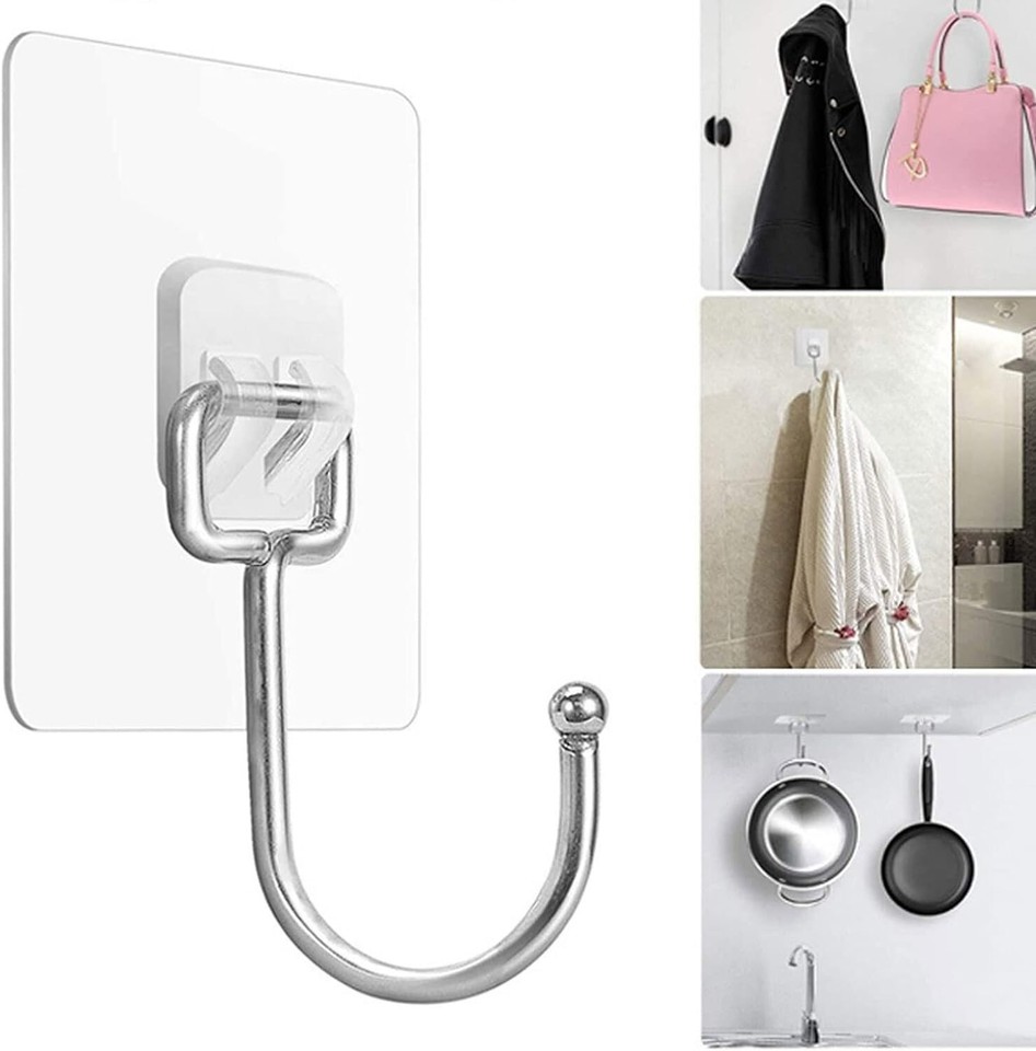 3Pcs Large Self Adhesive Hooks Heavy Duty 20Kg (Max) Strong Sticky ...