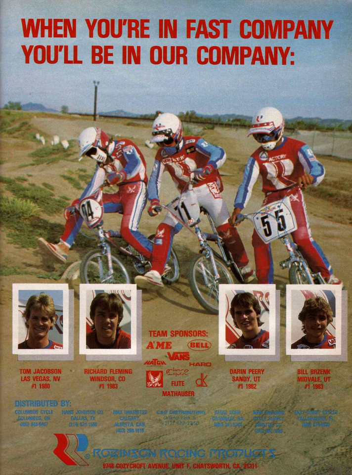 2x Robinson Racing BMX Sticker Decal Skyway GT Haro Kuwahara Dyno Hutch ...