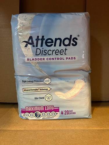 Attends Discreet Women's Maximum Long Bladder Control Pad | (20 Count ...