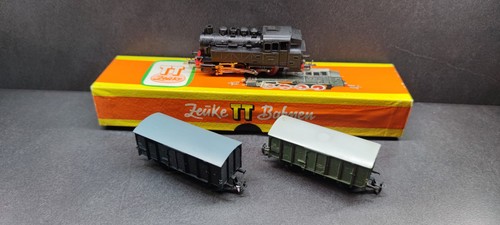 Spur TT - Zeuke - Dampflok BR81 001 DR - 159/51 Tenderlok, mit 2 Waggon ...