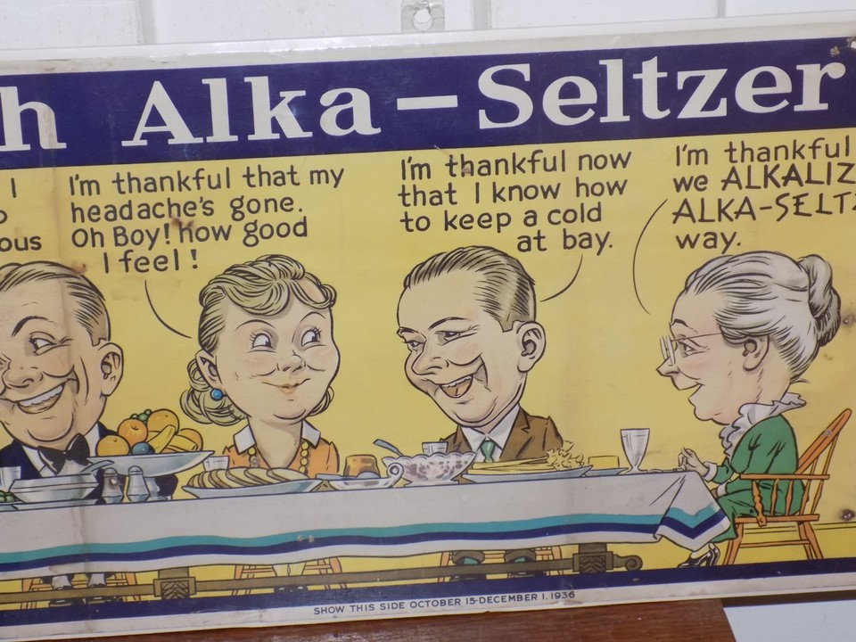 Vintage 1936 Alka-Seltzer Cardboard Store Sign | eBay