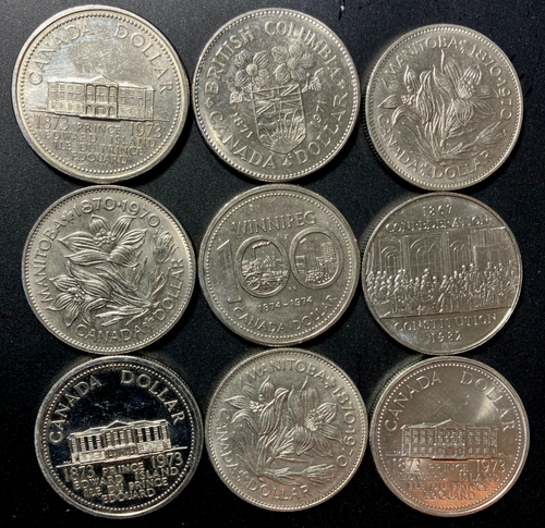Old Canada Coin Lot - DOLLARS - 9 COMMEMORATIVE COINS - AU - LOT #a26 ...