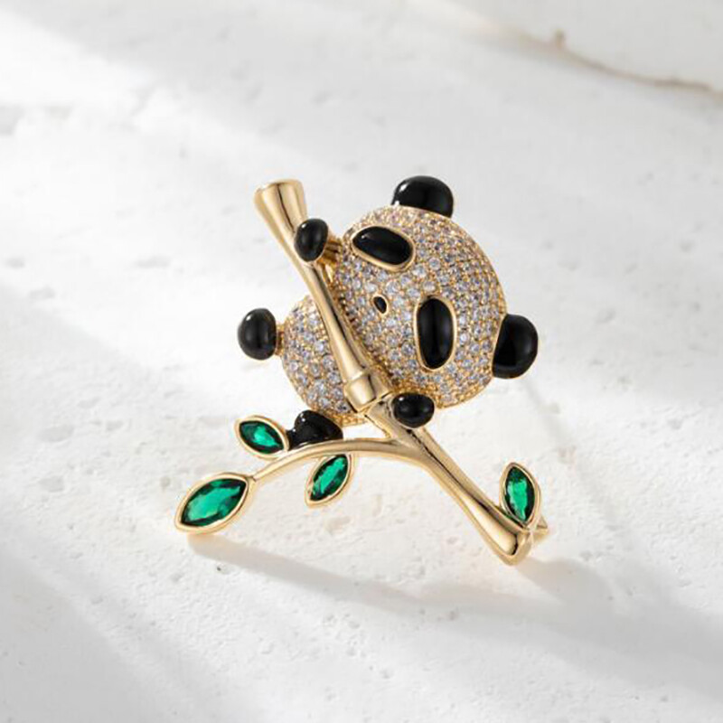 Cute Bamboo Leaf Panda Brooch Mini Animal Lapel Pins Clothing Accessories Gif ZJ | eBay