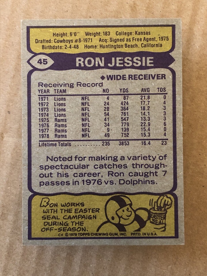 1979 TOPPS RON JESSIE #45 LOS ANGELES RAMS FOOTBALL CARD | eBay