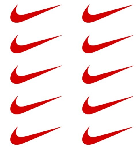 Set of 10 Nike swoosh vinyl decal sticker party decal color size choice ...
