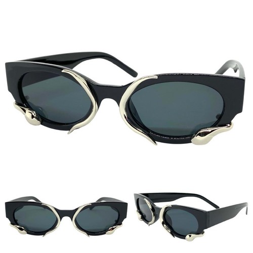 Women's Classy Elegant Modern Retro SUN GLASSES Funky Black Frame Dark ...