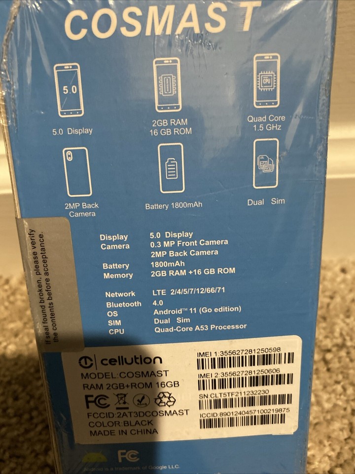 Cellution Cosmas T - 16GB - Black (Unlocked) 4G LTE Android Touch ...