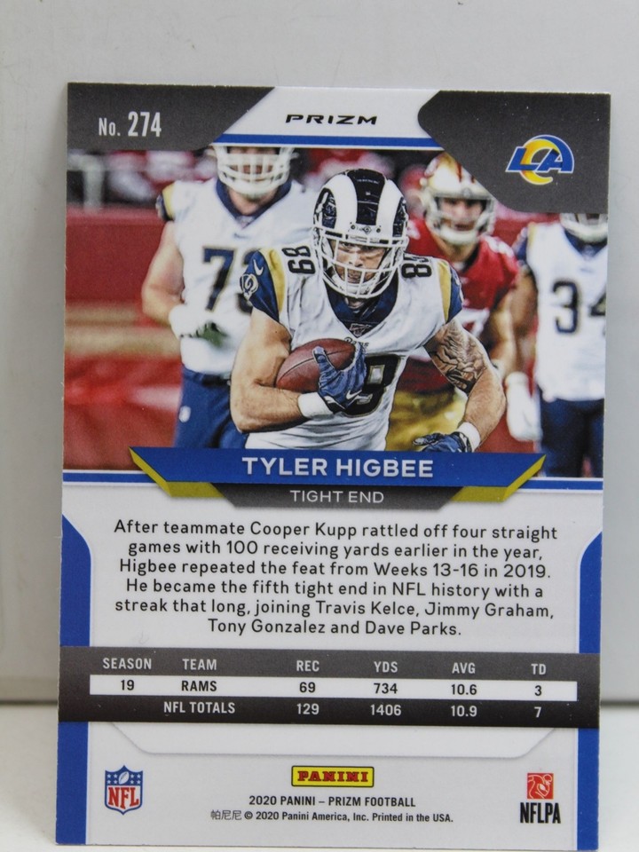 Tyler Higbee 2020 Green Prizm Football NFL Refractor Card #274 Los ...