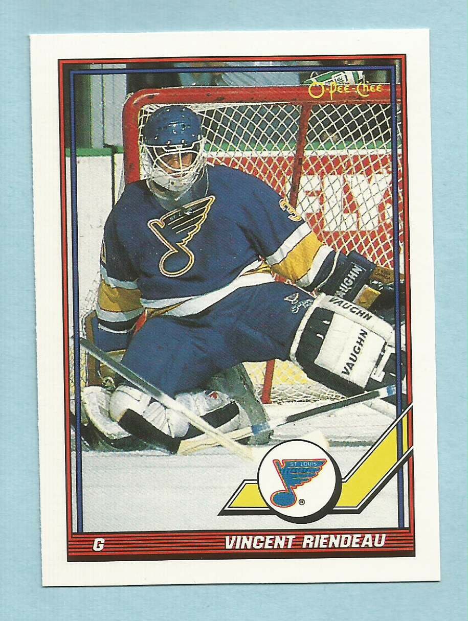 1991-92 OPC O-Pee-Chee Hockey Vincent Riendeau #370 Goalie St Louis ...
