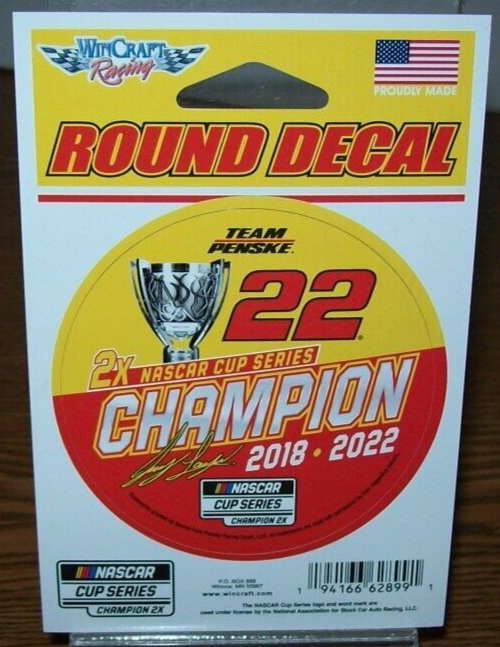 JOEY LOGANO #22 2X CHAMPION 2022 WINCRAFT 3" ROUND DECAL STICKER | eBay