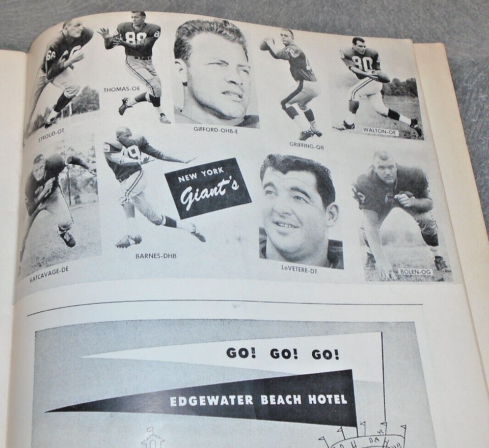 1963 NFL WORLD CHAMPIONSHIP PROGRAM CHICAGO BEARS vs NEW YORK GIANTS ...