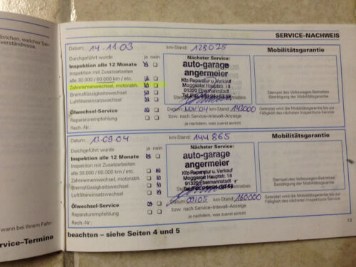 VW Serviceplan Serviceheft Scheckheft 1996 Polo Golf Passat ` mit ...