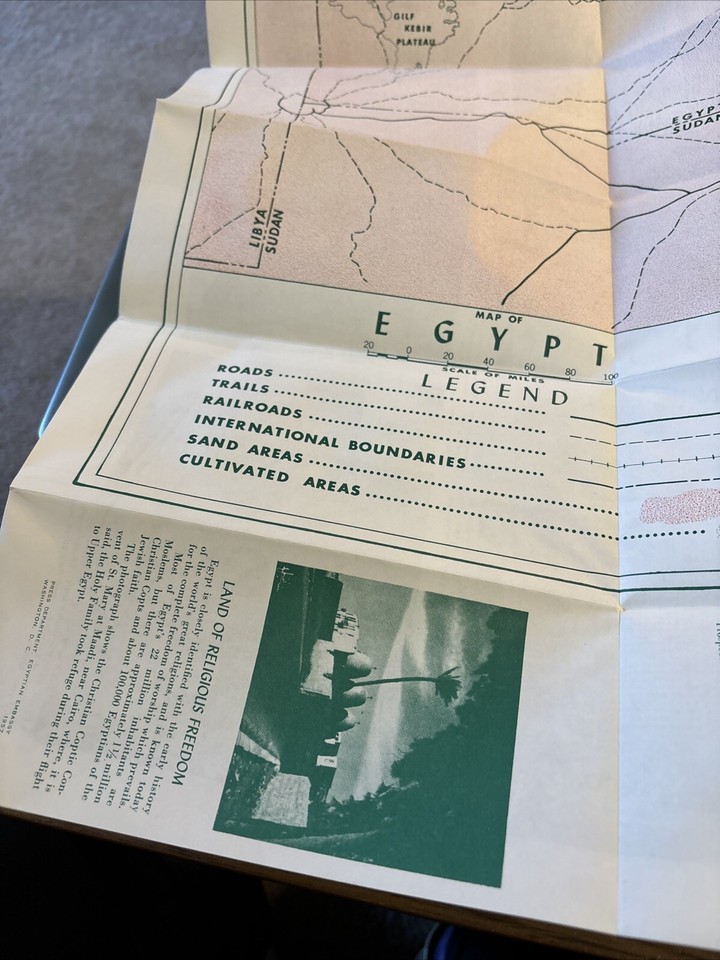 Vintage EGYPT Map Guide 1957 Egyptian Embassy Washington DC | eBay