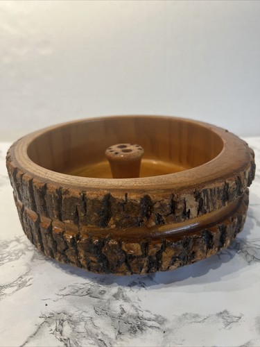 70s VINTAGE Rusticware Handmade Wood Treebark Nut Cracker Bowl Nutcracker Pecan | eBay