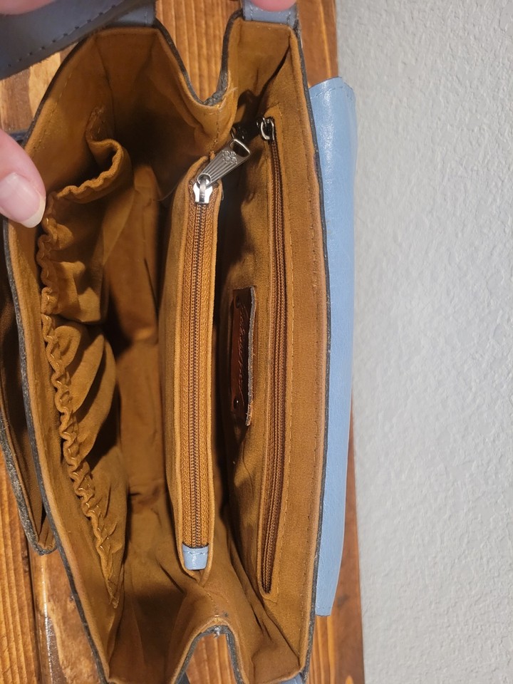 Patricia Nash Leather Leandra Flap Crossbody Safflower Blue | eBay