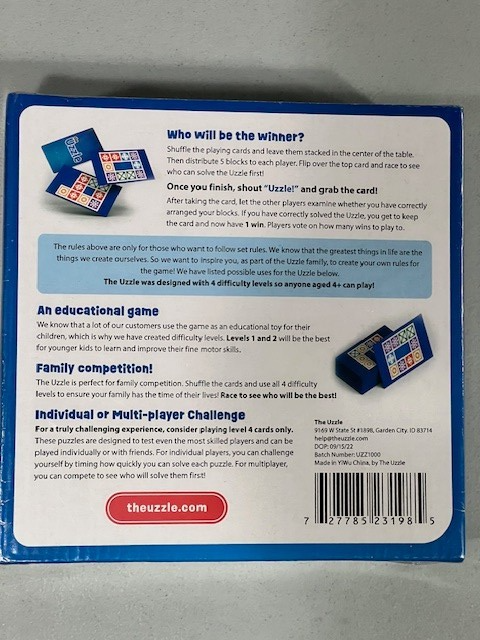 The Uzzle Game Family Children Adults Block Puzzle Age 4+ Pattern Match ...