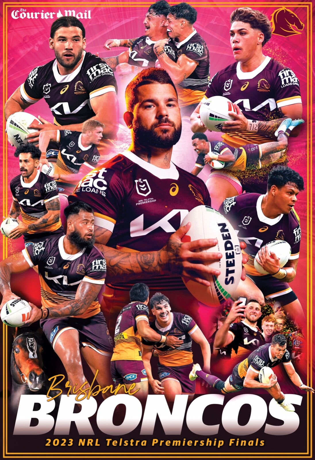 BRISBANE BRONCO TEAM POSTER, NRL RUGBY, FREE POST, BARGAIN GREAT ...