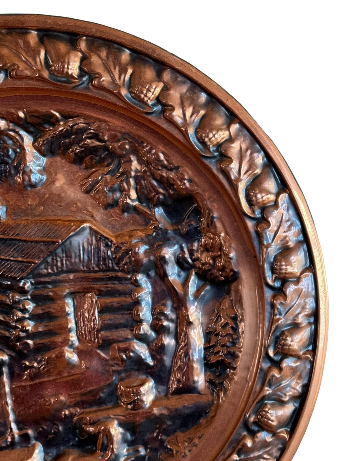 Vintage Primitive Log Cabin Art Copper Craft Taunton Mass. 20"Chimney ...