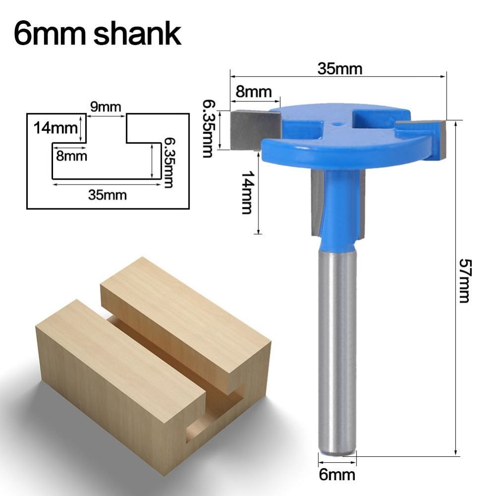 T-shaped Router Bits 6mm/6.35mm Shank Slotting Cutter Hook Notch ...