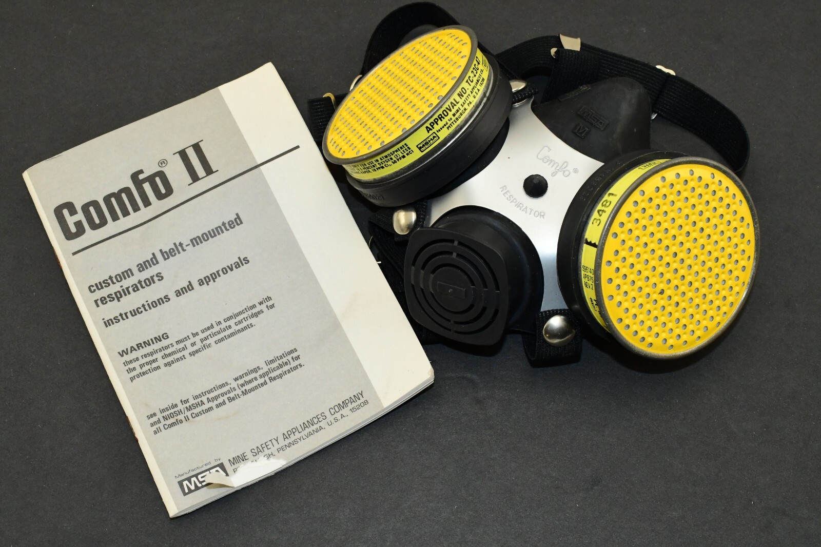 COMFO II Respirator, Medium M Facepiece Mask w/ MSA Chemical Cartridge ...