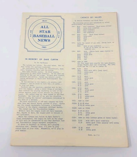 Cadaco All-Star Baseball News With UNCUT Discs & Score Sheets | eBay