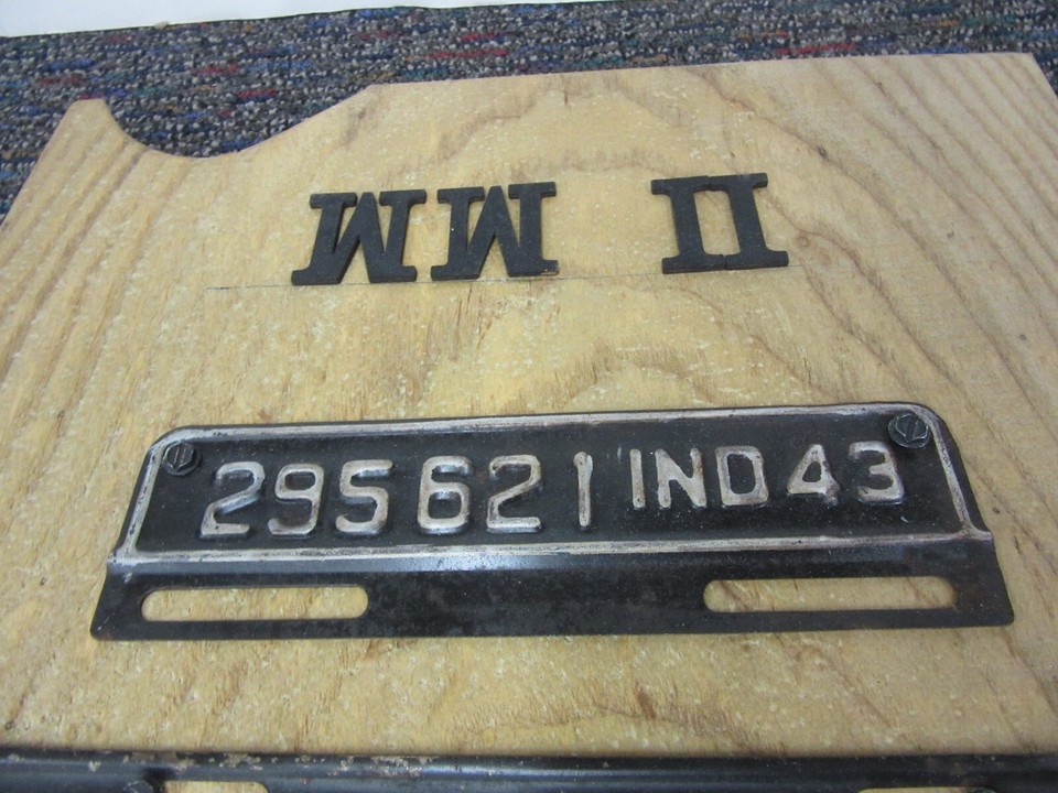 WW2 WWII license plate display Indiana plates lot plaque | eBay