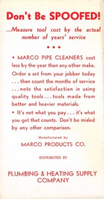 Marco Pipe Cleaners Products Co Plumbing & Heating Supply Co Atlanta Ga ...