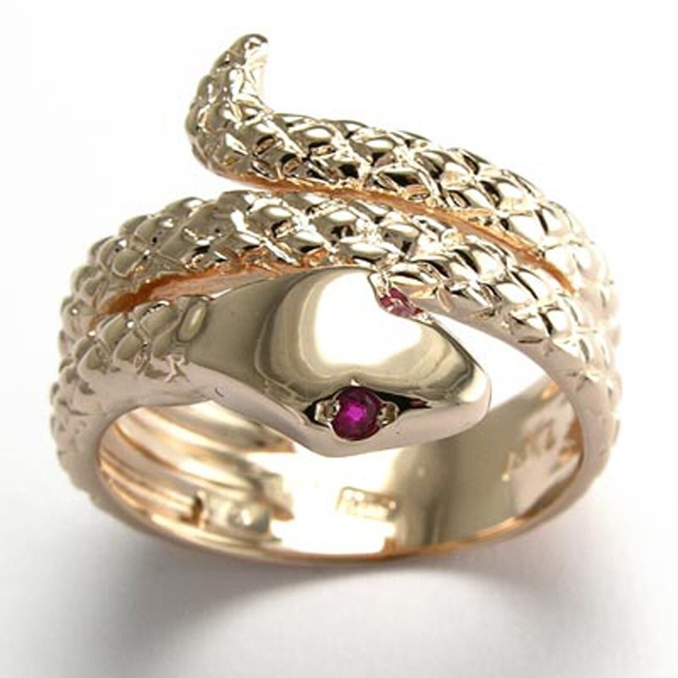 For men 14k Rose Gold Snake Ruby Eye Serpent handmade Ring 6 to 14 | eBay