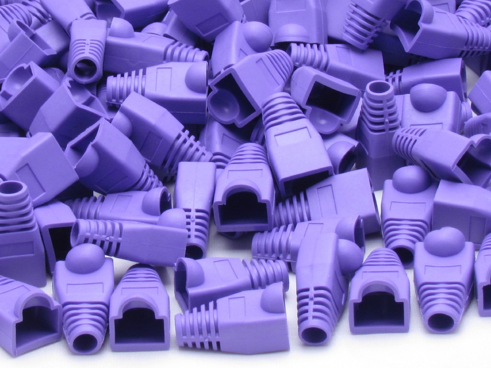 Lot 50 Purple RJ45 Connector Cat5 5e Modular End Cap Boot Head Plug ...