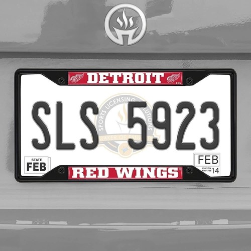 Detroit Red Wings Black Metal License Plate Frame Tag Cover, 6x12 Inch ...