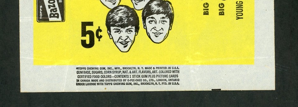 1964 TOPPS THE BEATLES ORIGINAL EMPTY WAX WRAPPER (5 CENTS) | eBay