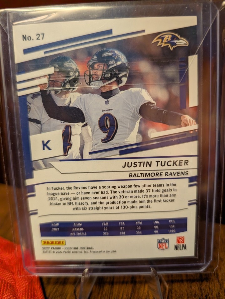Justin Tucker SP #/449 2022 Panini Prestige #27 Xtra Points RED | eBay