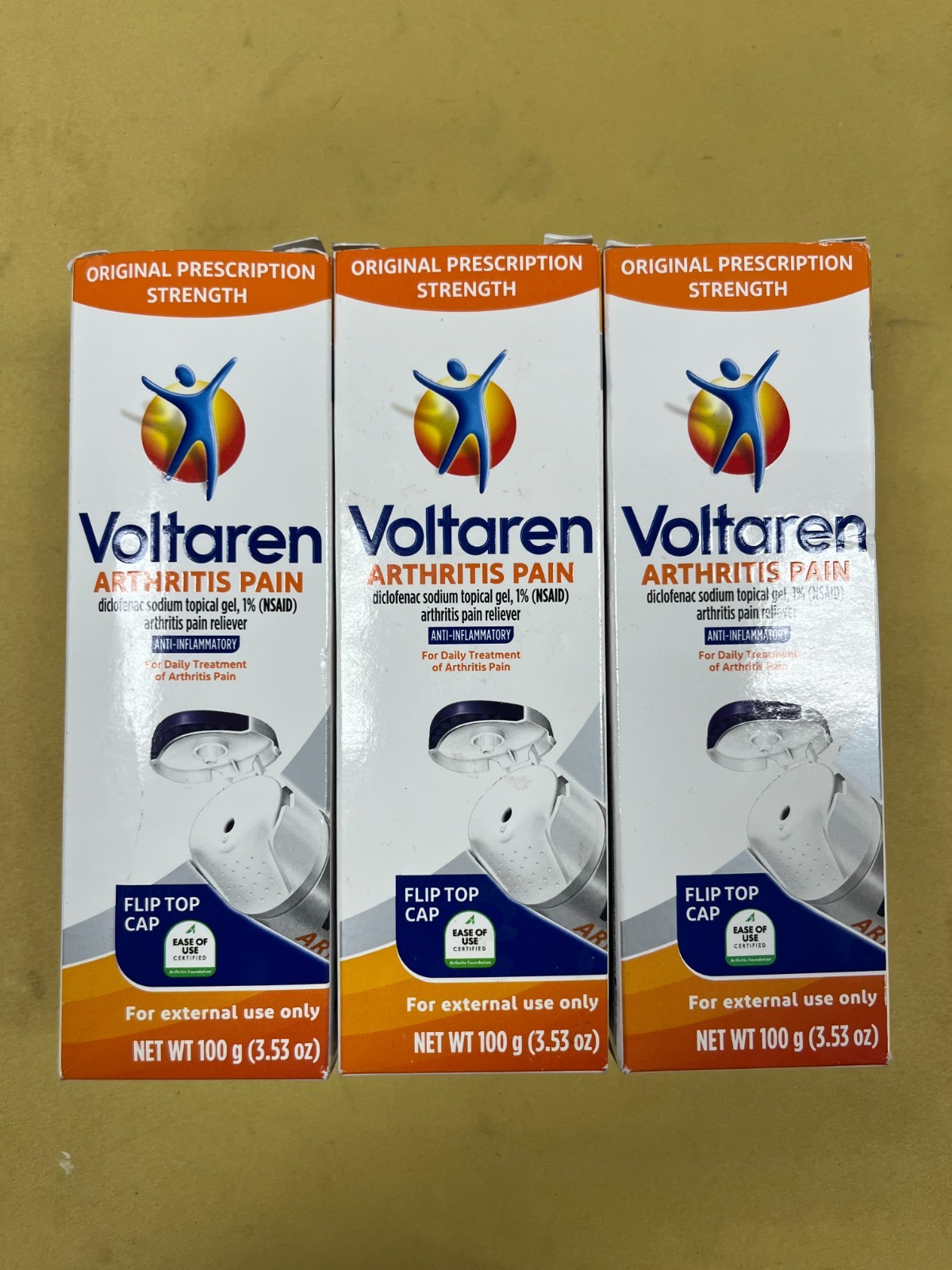 3 New Voltaren Arthritis Pain Reliever Gel - 3.53oz Tube Each Box Exp ...