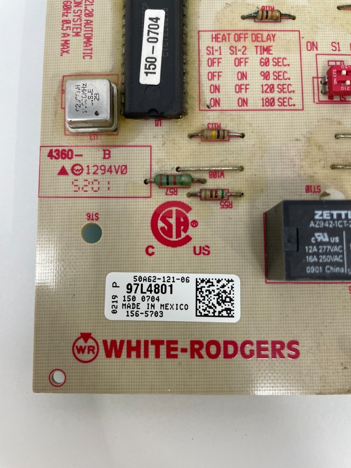 Lennox 97L4801 Furnace Control Circuit Board White Rodgers 50A62-121-06 ...
