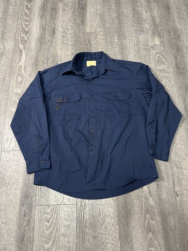 Vintage Work Shirt Mens XL Mechanic Barrymore Collar Distressed 1970s ...