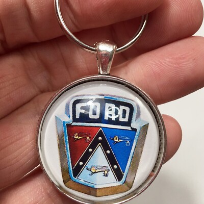 1950's Ford Red White Blue Chrome Trunk Hood Emblem Badge Logo Keychain ...