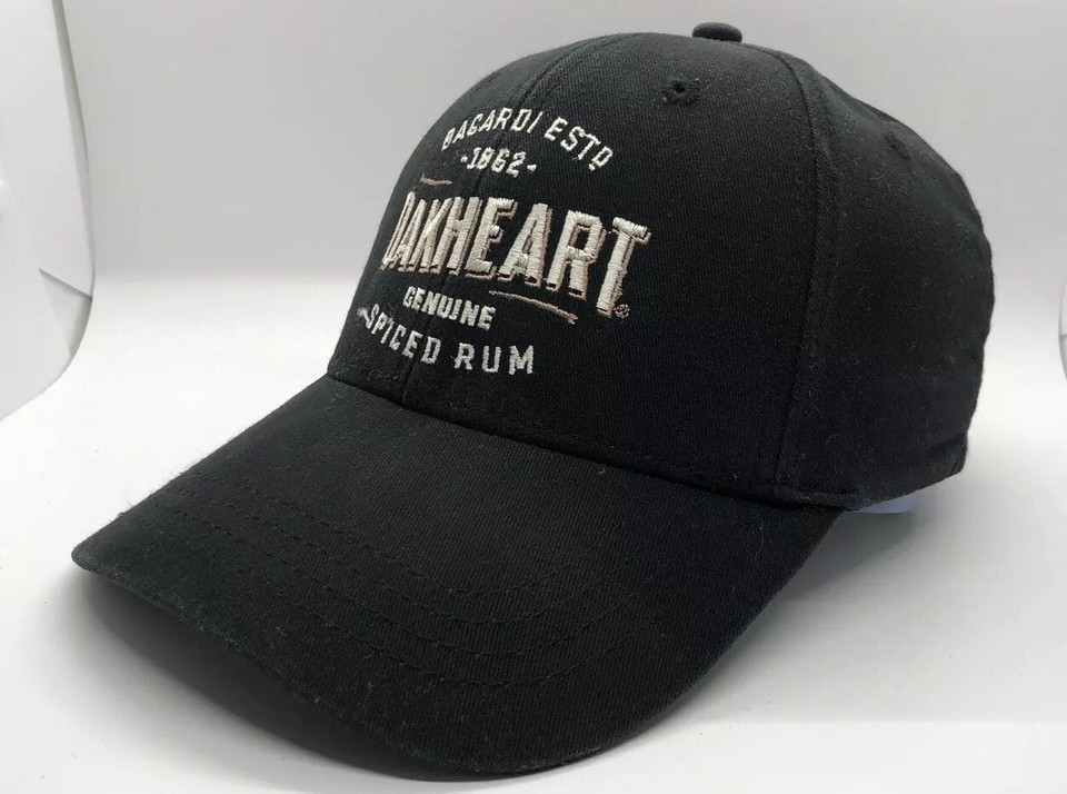 Bacardi Oakheart Genuine Spiced Rum Cap Hat Adult Adjustable Black 100% ...