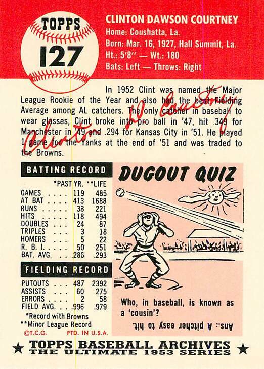 Clint Courtney 127 1991 Topps Archives '53 (1953 Reprint) | eBay