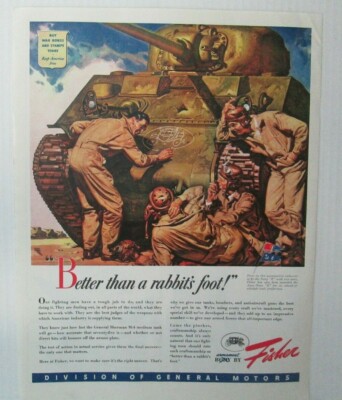 SOLDIERS TANK WWII ERA ART FISHER Vintage 1940's 10.5" X 13.5" Magazine ...