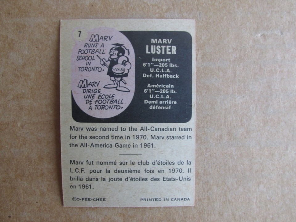 1971 O-PEE-CHEE CFL FOOTBALL CARD SINGLES COMPLETE YOUR SET U-PICK ...