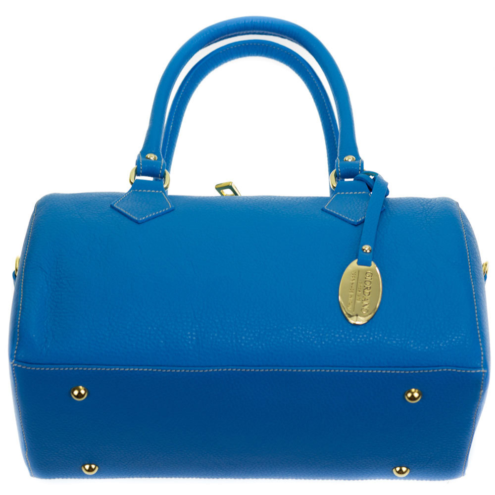 Giordano Italian Made Bright Azure Blue Leather Structured Satchel ...