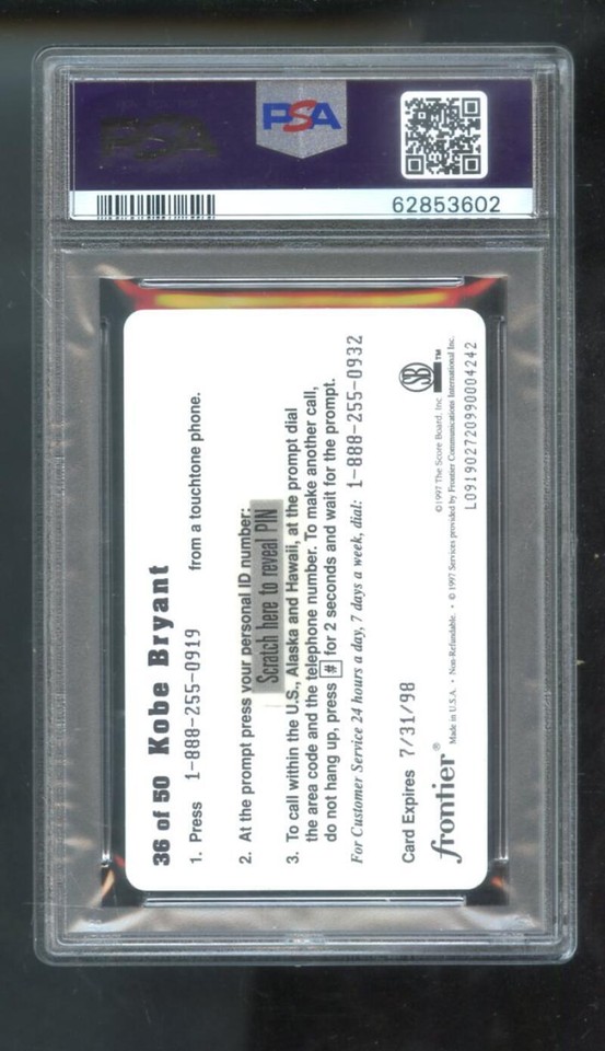 1997-98 Score Board Talk N' Sports $1 #36 Kobe Bryant PSA 9 Graded Card ...