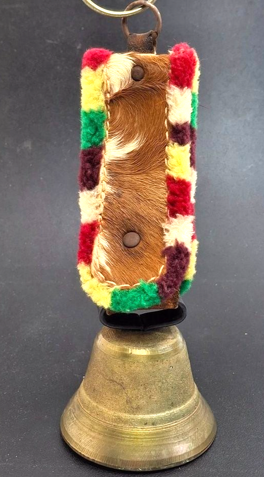 6.5” long Swiss Brass Bell with decorated Deer hide Strap from SAMNAUN ...
