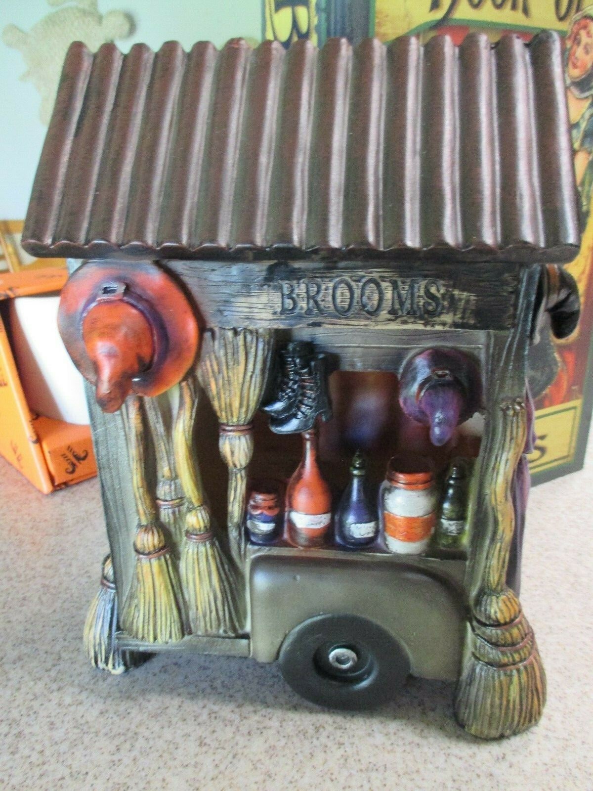 NEW- Witch's Traveling Broom & Potions Cart Wagon Prop Decor-Figurine ...