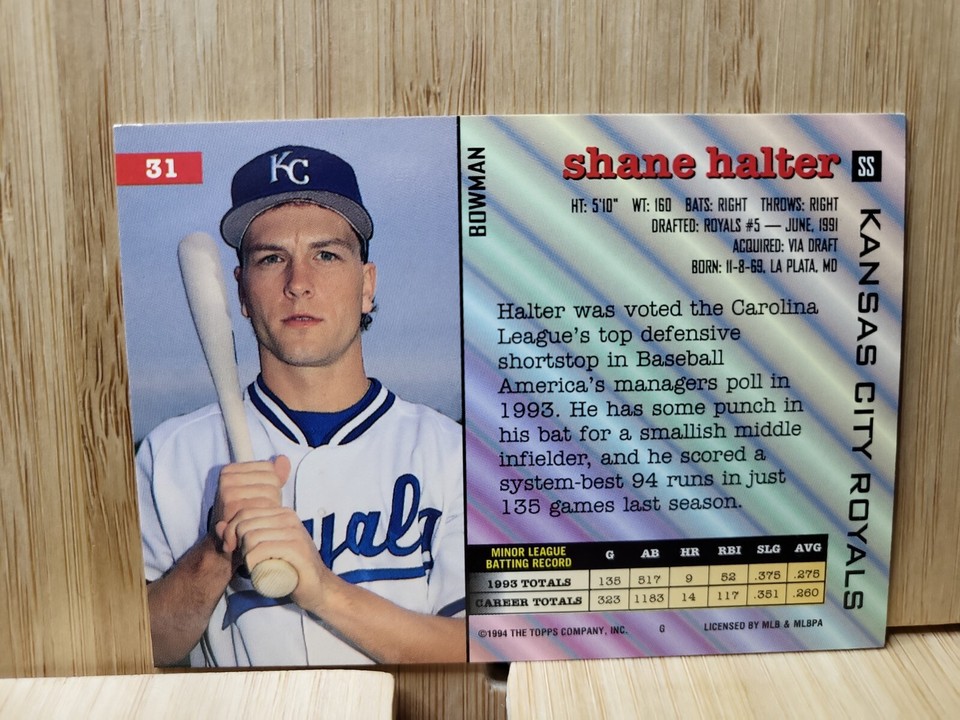 SHANE HALTER🏆Topps 1994 BOWMAN #31 MLB Baseball Card 🏆 FREE POST | eBay