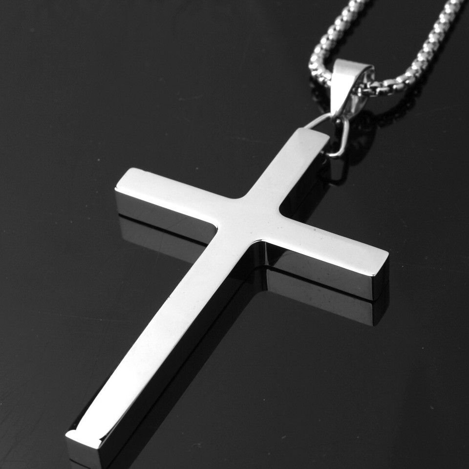New Stainless Steel Silver Big Cross Jewelry Mens Womens Pendant ...