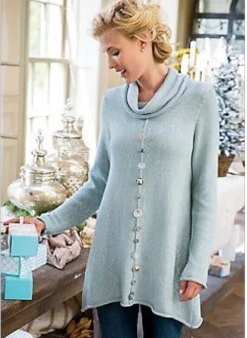 Soft Surroundings Nordic Nights Cowlneck Tunic Sweate… - Gem