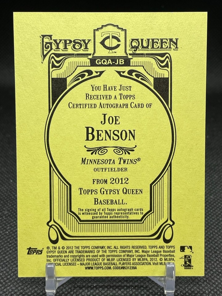 2012 Topps Gypsy Queen Joe Benson Auto Autograph Baseball Card | eBay