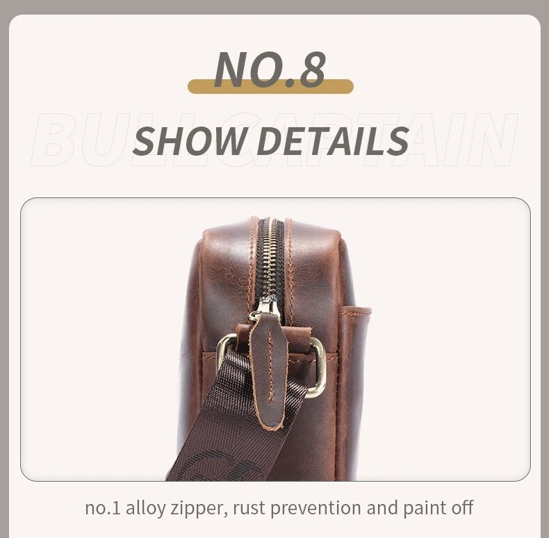 Bullcaptain Leather Men Shoulder Crossbody Bag Retro Travel Business ...